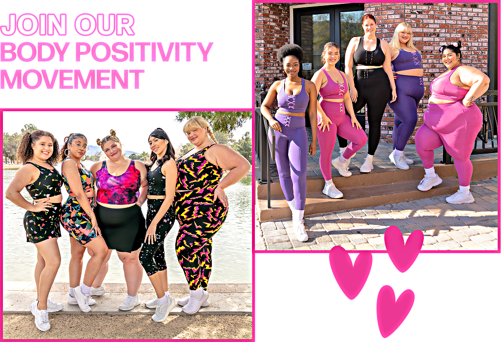Join our body positivity movement. Models outdoors in POP Fit leggings ...