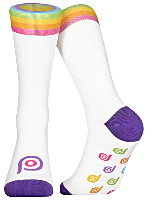 Crew Socks White, Yellow, Purple