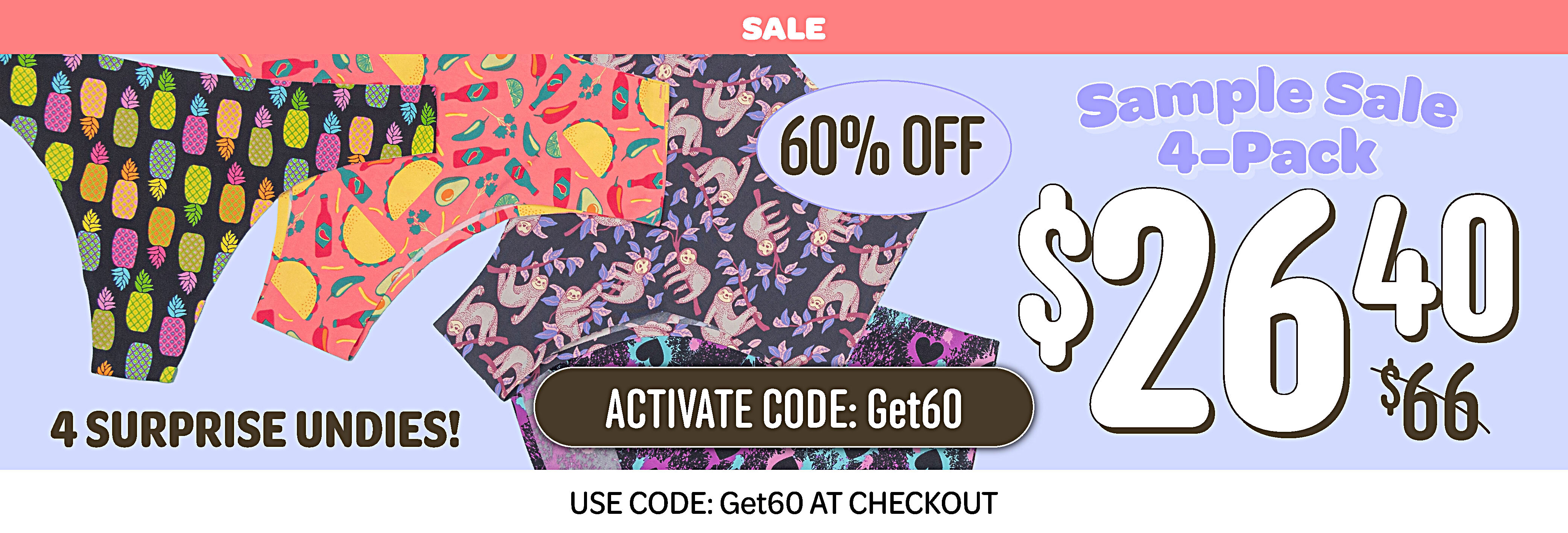 Sale. 60% off sample sale 4-pack. $26.40 above crossed out $66. 4 ...