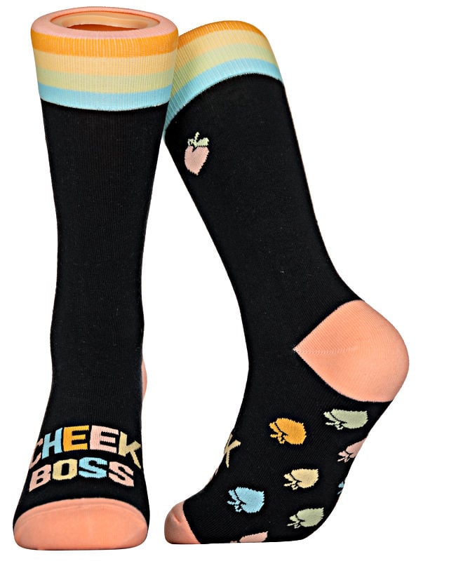 Cheek Boss Crew Socks CKB Black Rainbow