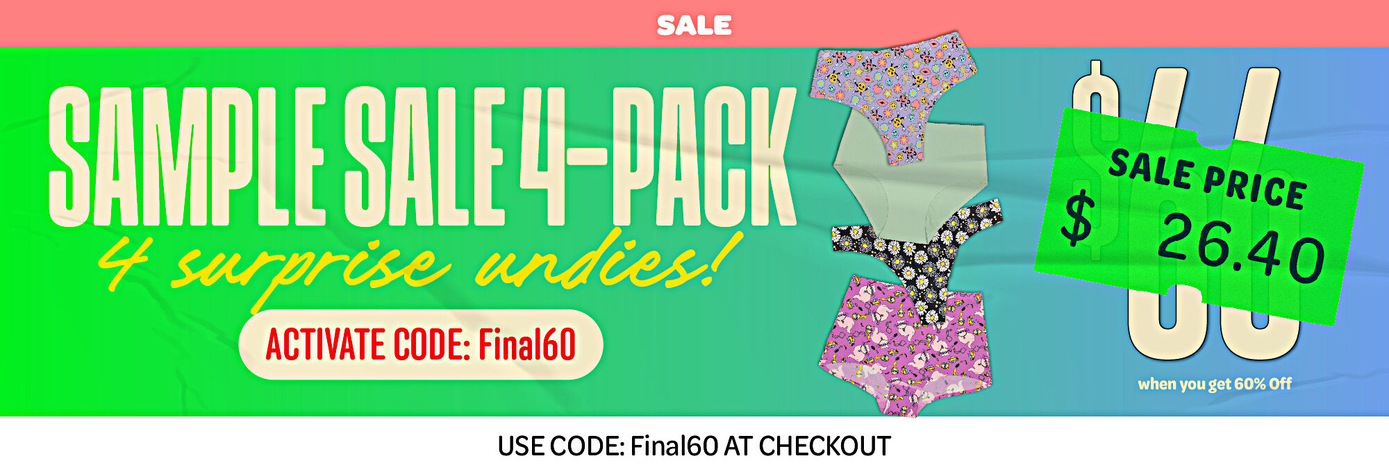 Sample Sale 4-Pack. Four surprise undies!. Sale price $26.40 when you ...