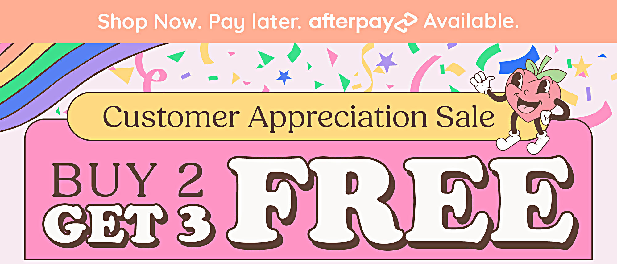 Shop now. Pay later. afterpay available. Customer Appreciation sale ...