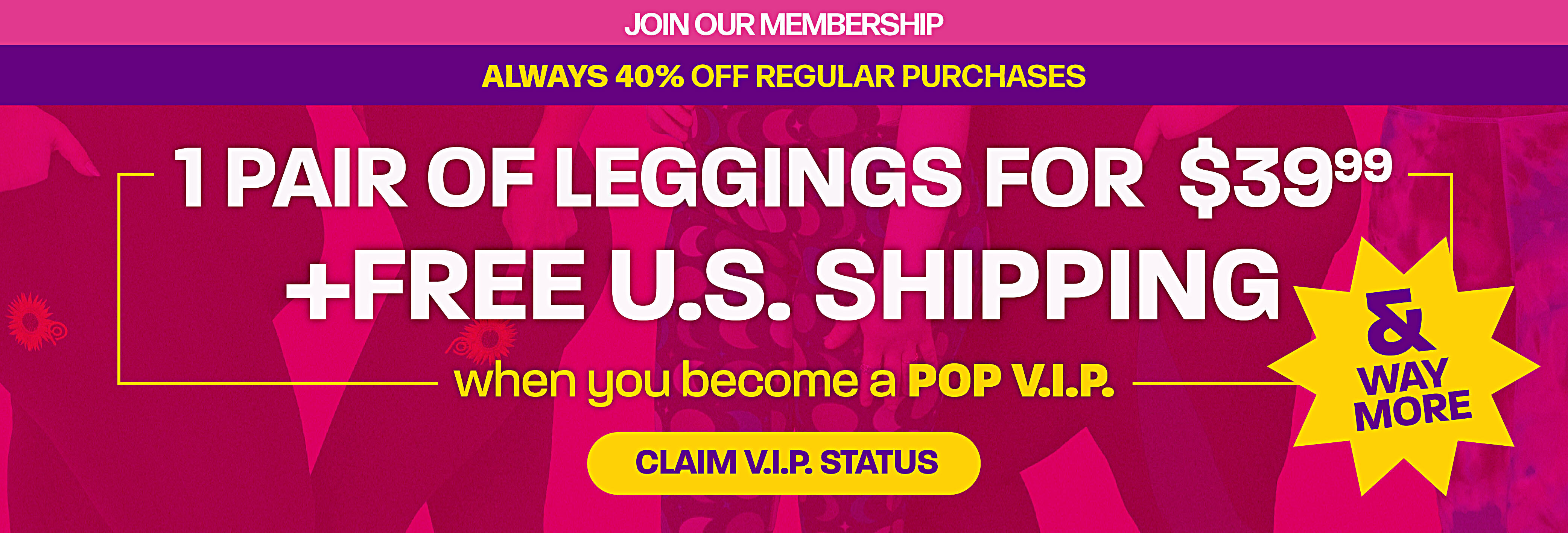 Join our membership. ALWAYS 40% OFF REGULAR PURCHASES. 1 pair of ...
