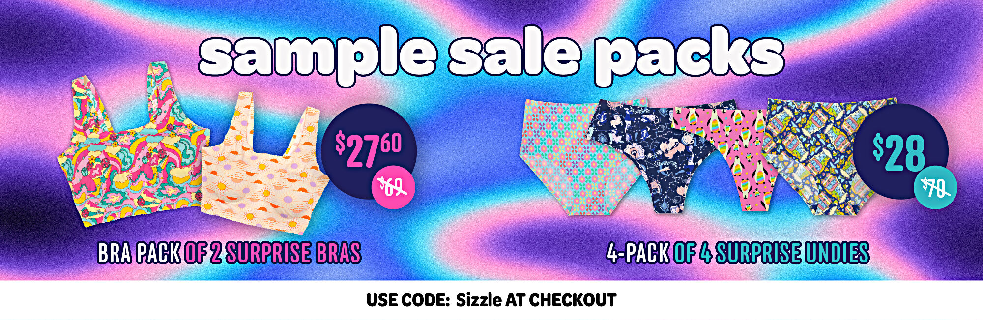 Sample Sale Packs. Bra Pack of 2 Surprise Bras. 4-Pack of 4 Surprise ...